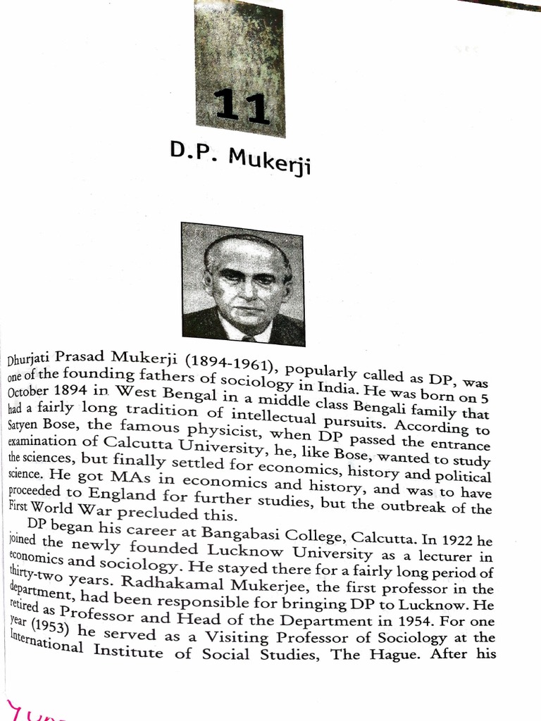 D.P. Mukerji: Pioneer of Indian Sociology | PDF | Marxism | Sociology
