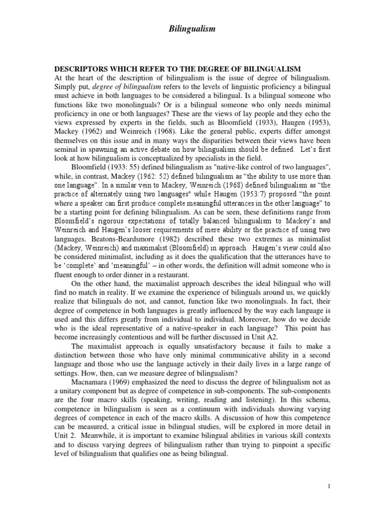 Bilingualism | PDF | Multilingualism | English Language