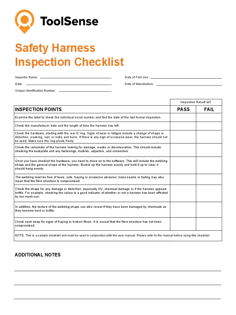 Safety Harness Inspection Checklist 1 | PDF | Home & Garden