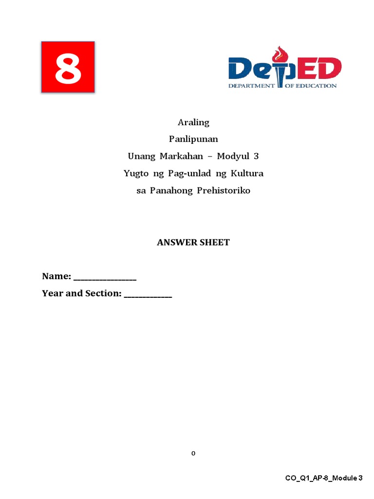 AP 8 Module 3.answer Sheet | PDF