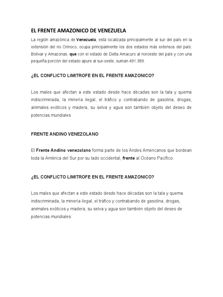 El Frente Amazonico de Venezuela | PDF