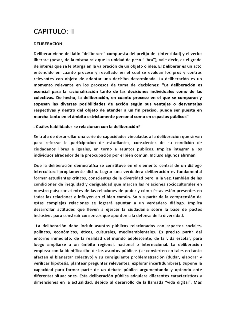 Significado y características de la deliberación | PDF | Democracia ...