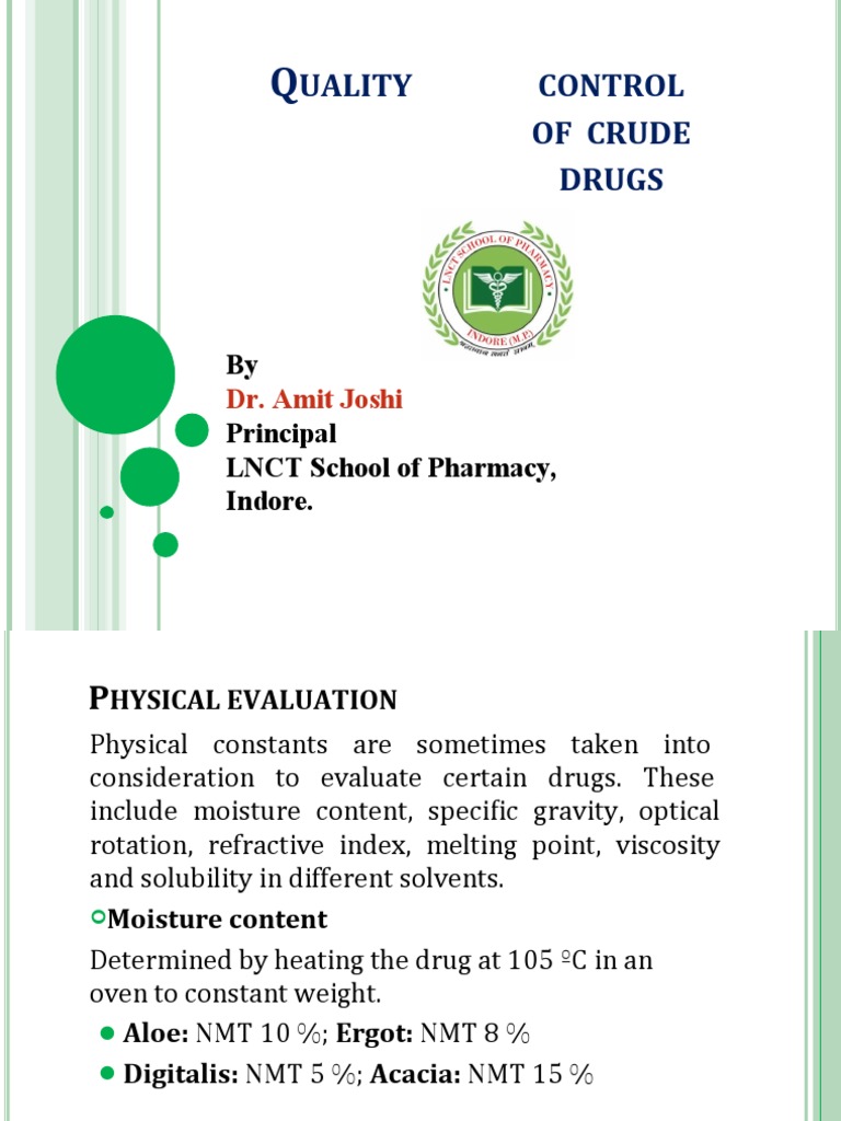 Quality Control of Crude Drugs | PDF | Solubility | Melting Point