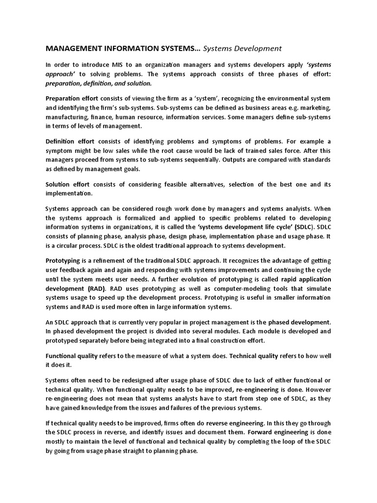 Systems Development | PDF | Software Development Process | Information ...