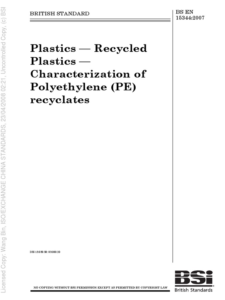 BS en 15344-2007 (2008) | PDF | Polyethylene | Plastic