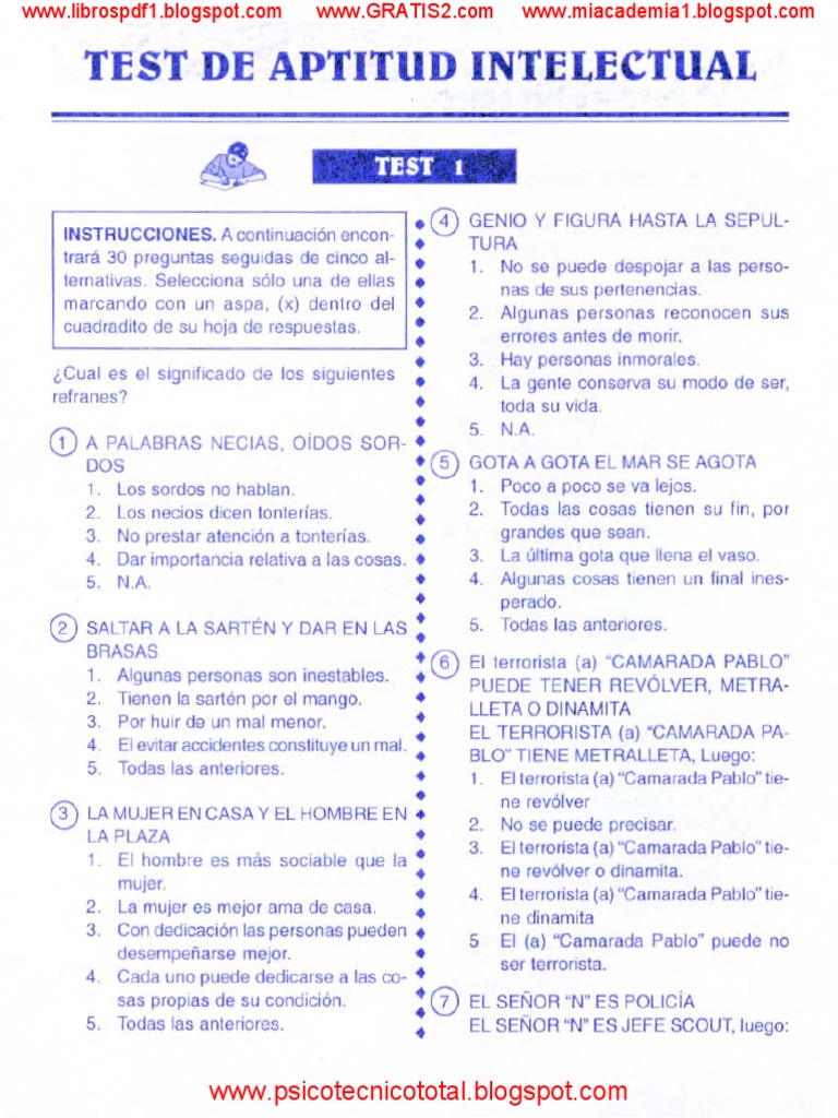 Test de Aptitud Intelectual | PDF