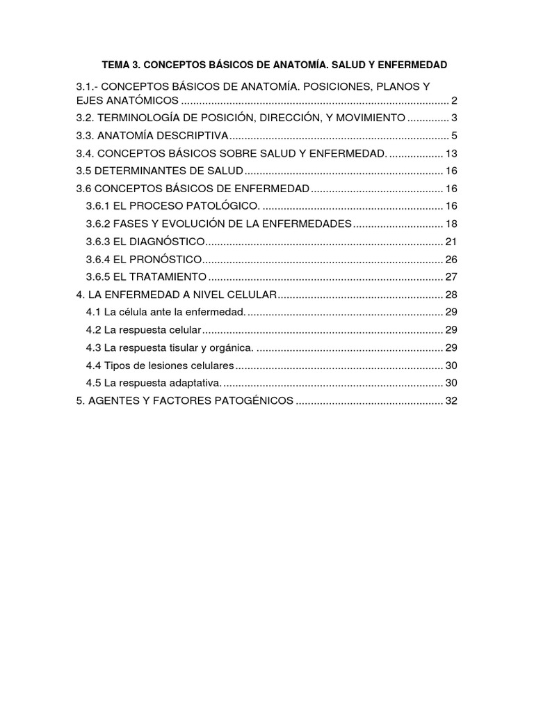 Tema 3. Conceptos Básicos de Anatomía. Salud Y Enfermedad | PDF | Alergia | Abdomen