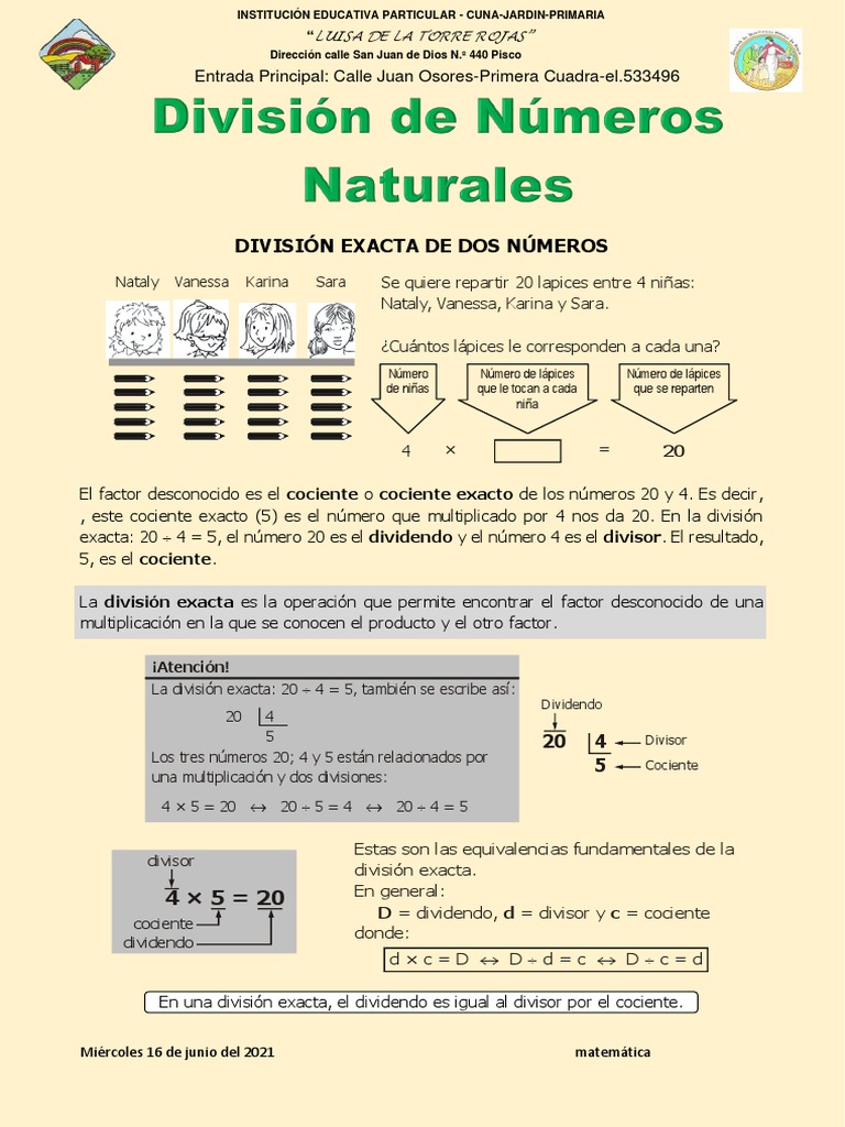 Sesion #34 Divisiones de Numeros Naturales | PDF | División ...