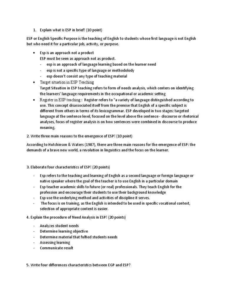 Explain What Is ESP in Brief | PDF | Teaching Method | Learning