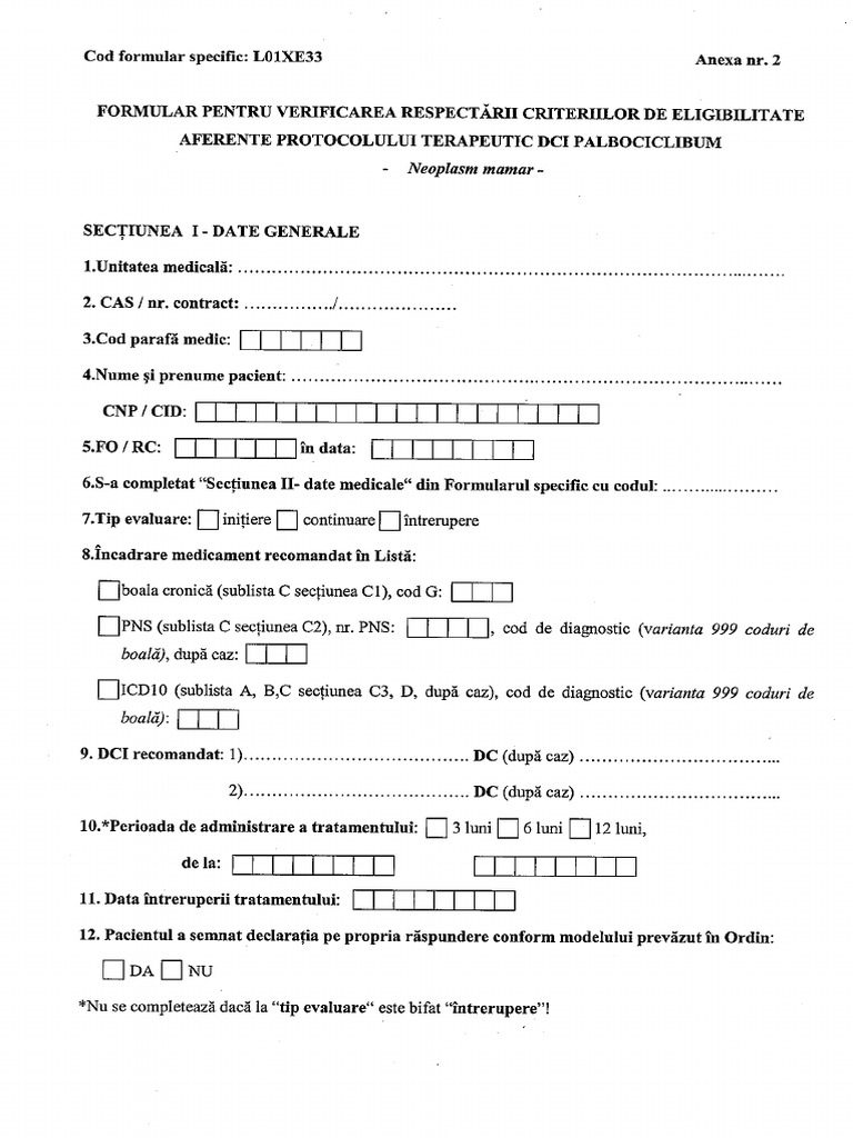 101) Formular Specific L01XE33 PALBOCICLIBUM - Ordin 914 - 09.10.2019 | PDF