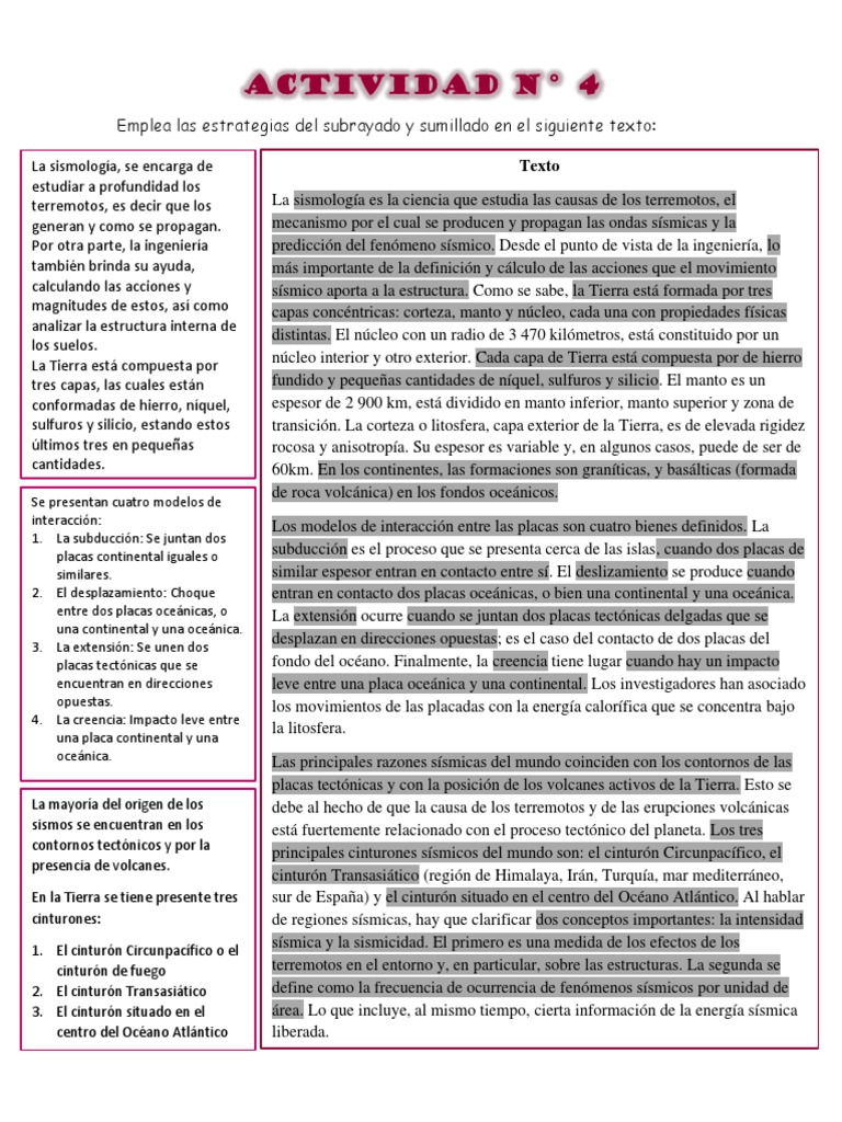 Actividad N°4 Segunda Parcial | PDF | Temblores | Placas tectónicas