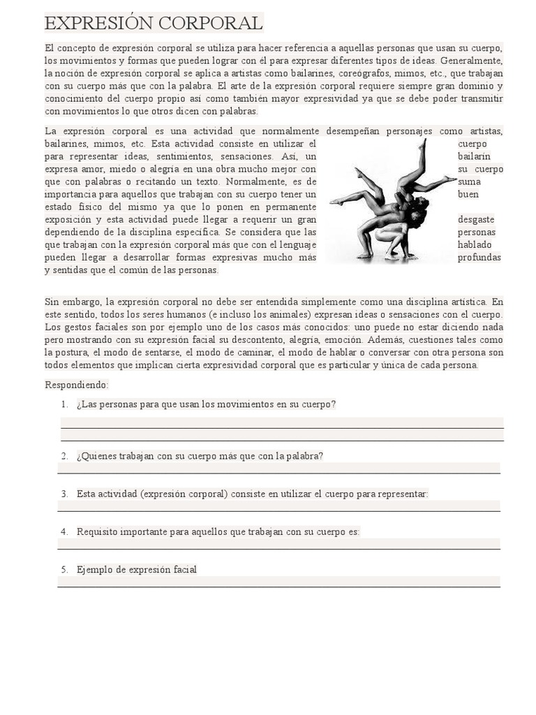 Expresión Corporal | PDF | Lenguaje corporal | Bailes