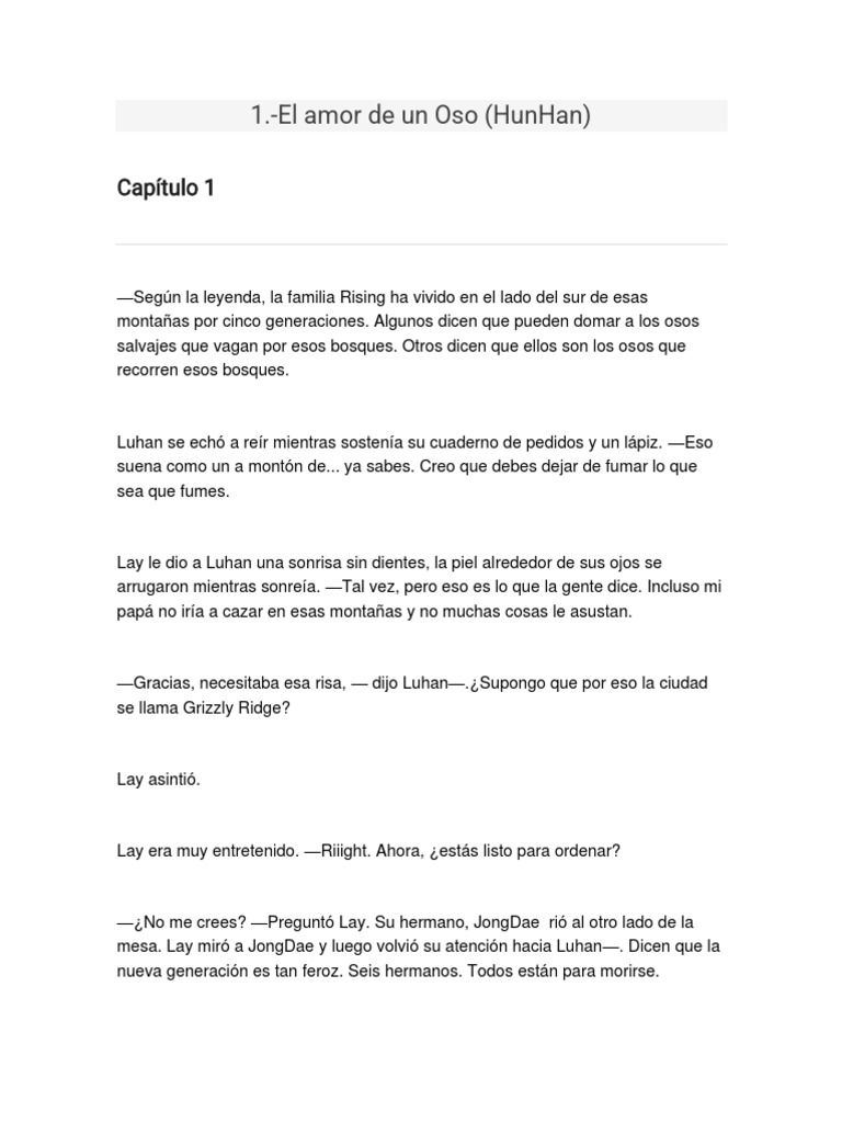 1.-El Amor de Un Oso (HunHan) | PDF | Osos