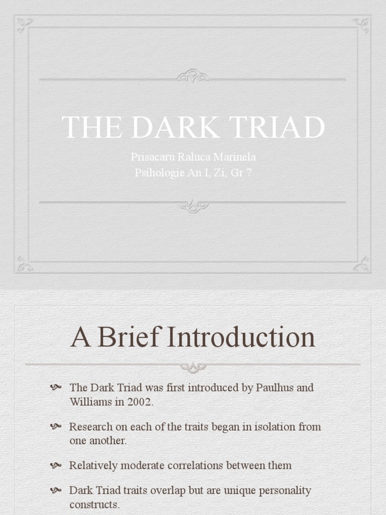 The Dark Triad | PDF | Psychopathy | Dark Triad