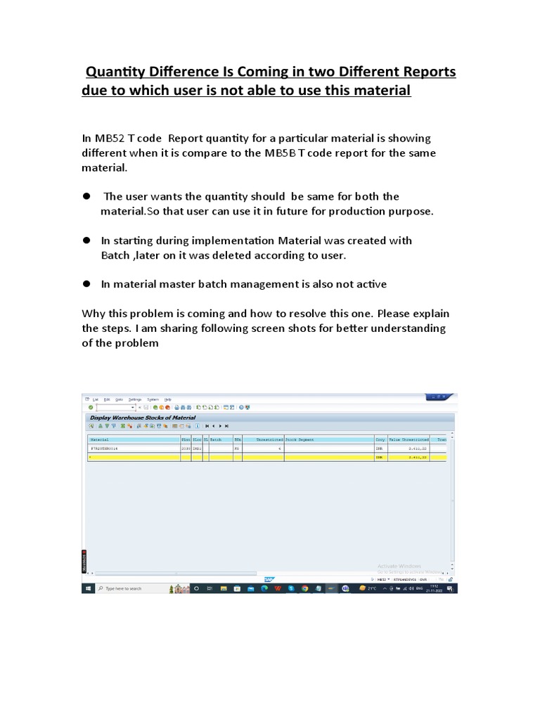 Sap Issue Pdf
