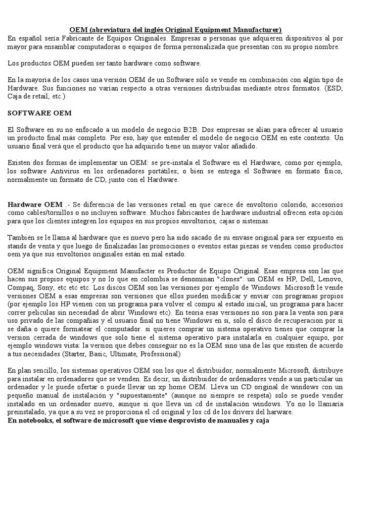 Guía sobre Productos OEM: Hardware y Software | PDF | Fabricante ...