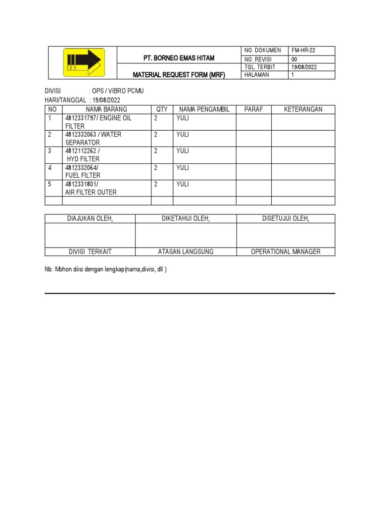 Form VIBRO FILTER | PDF