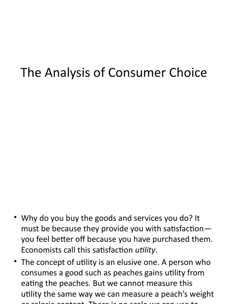 The Analysis of Consumer Choice | PDF | Utility | Marginal Utility