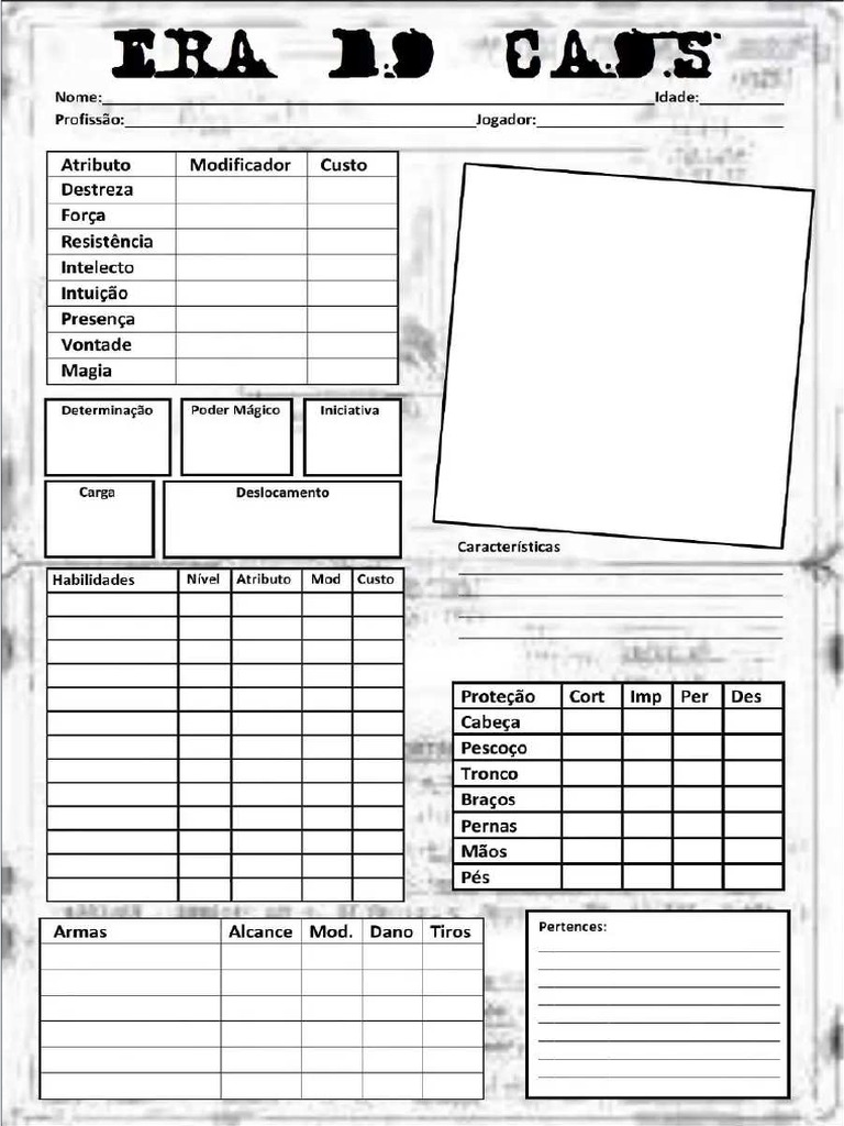 Era Do Caos - Ficha de Personagem | PDF