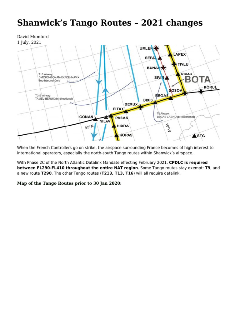 Shanwick Tango Routes 2021 Updates | PDF | Aviation | Electronics