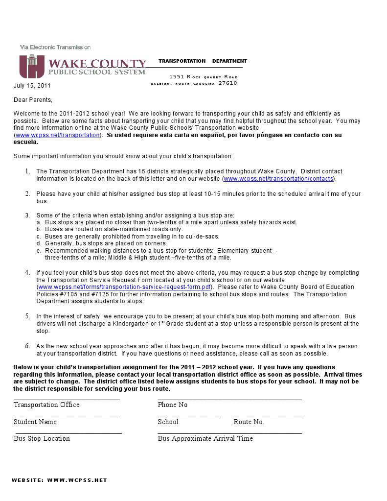 Bus Letter To Parents English | PDF | Bus | Industries