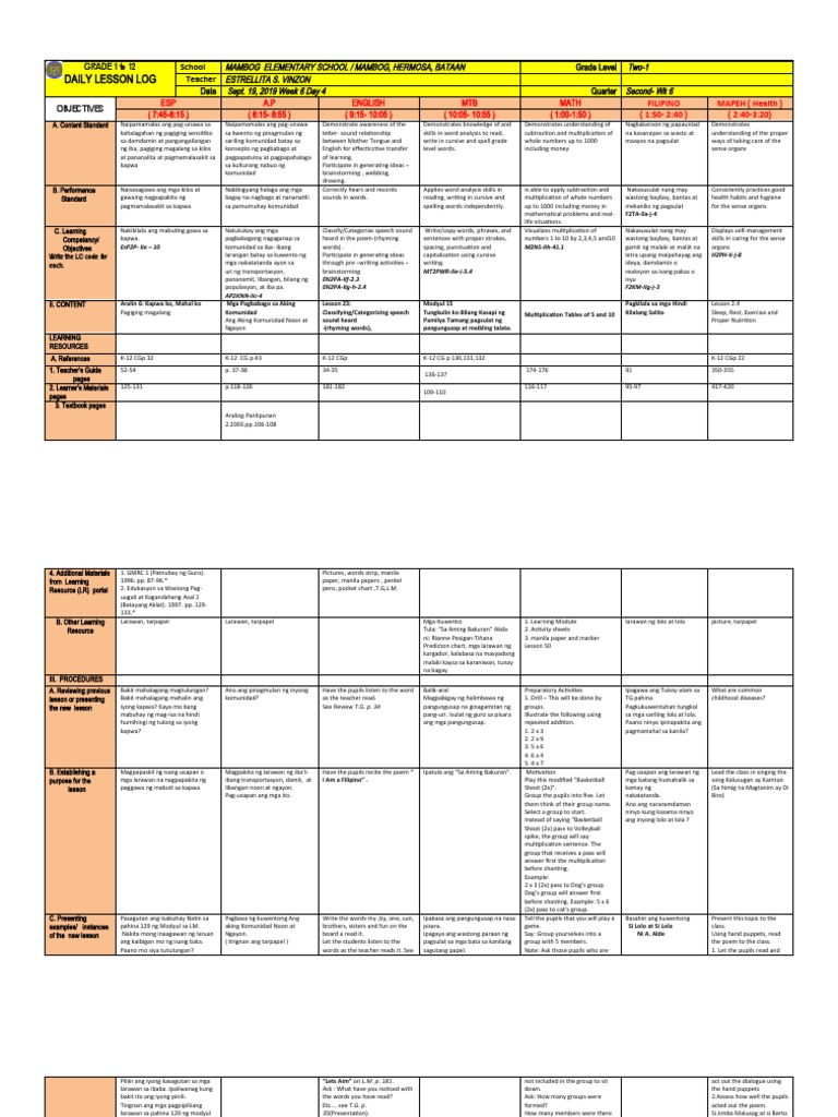 Grade 2 All Subjects Q2 Week 6 Day 4 | PDF