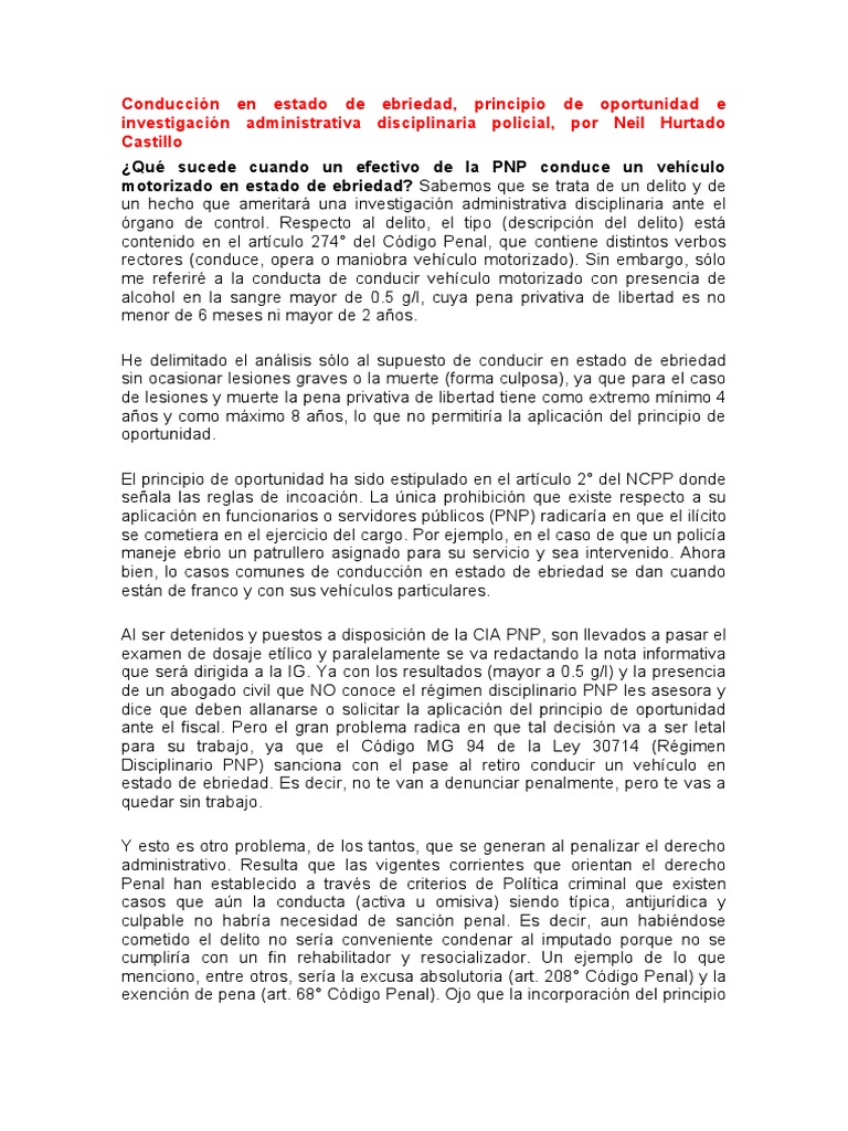 Conducción en Estado de Ebriedad | PDF | Derecho penal | Castigos