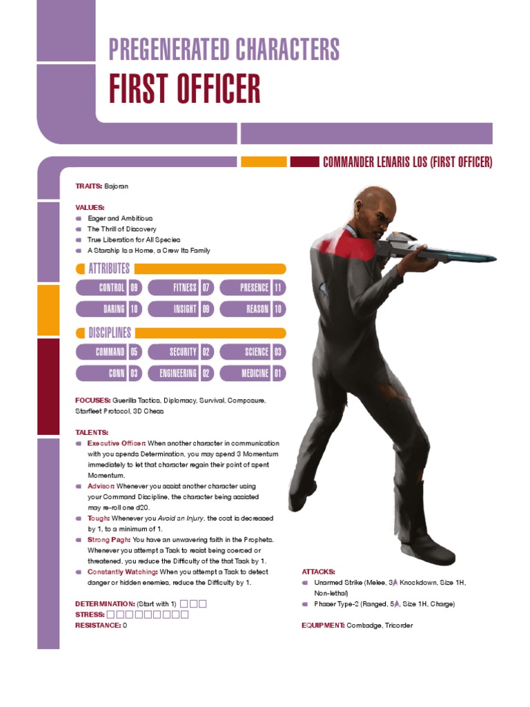 Pregenerated Characters - Star Trek Adventures | PDF | Dice | Ships