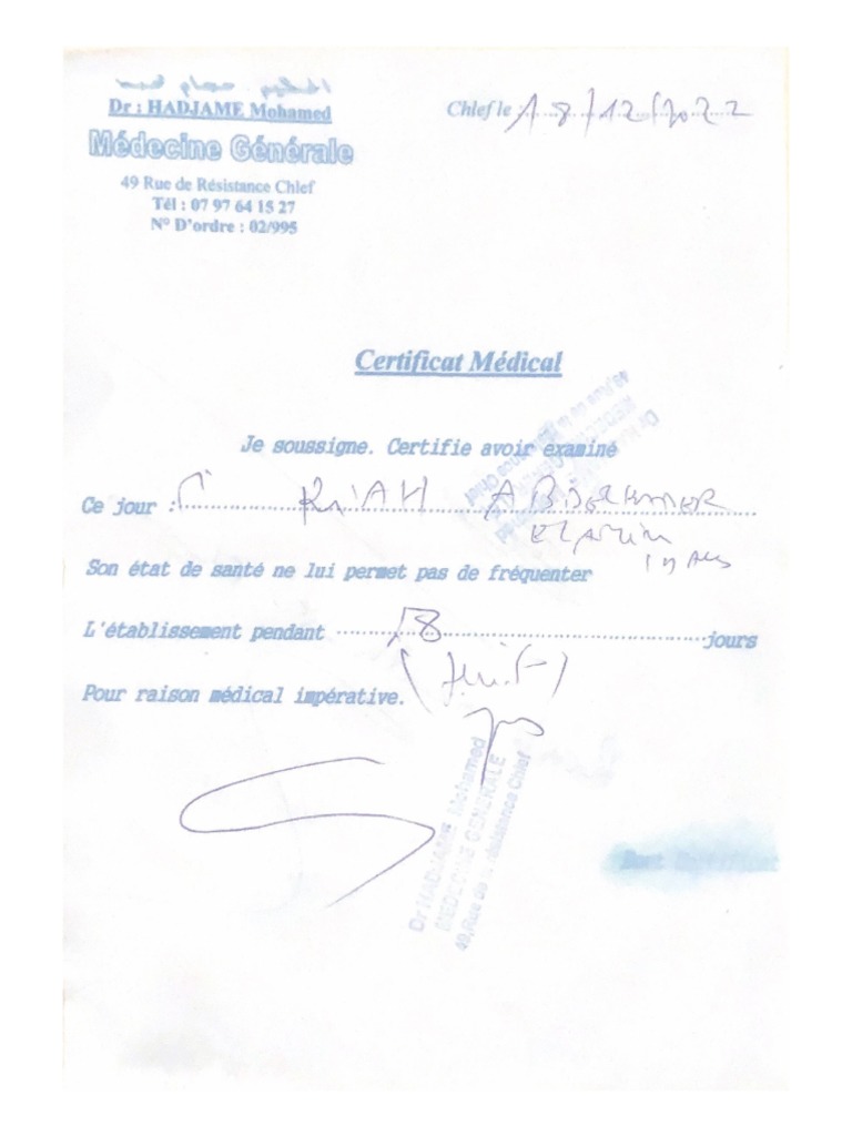 Justificatif Médicale | PDF