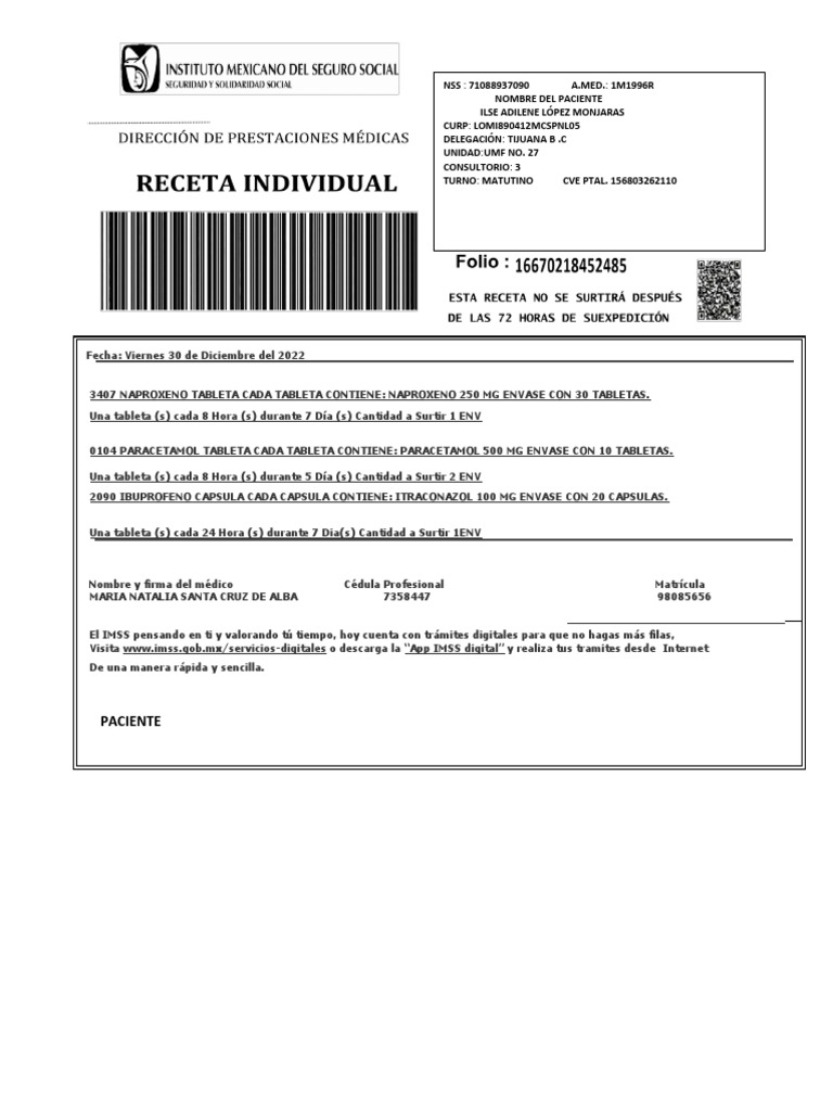 Receta Editable Imss | PDF