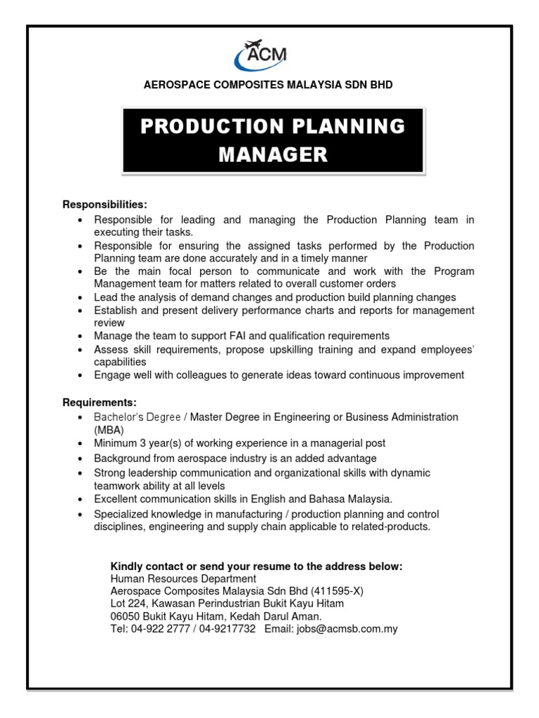 Production Planning Manager | PDF