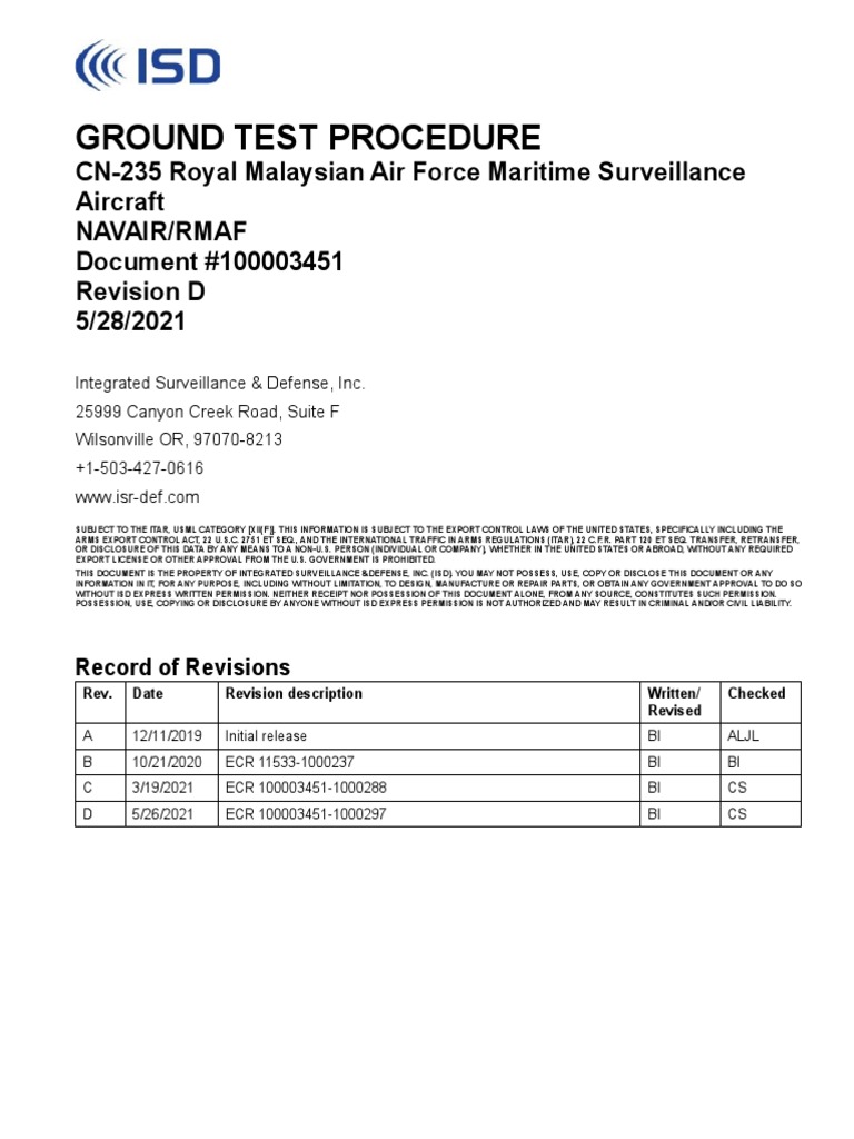 Ground Test Procedure | PDF | Radar | Inertial Navigation System