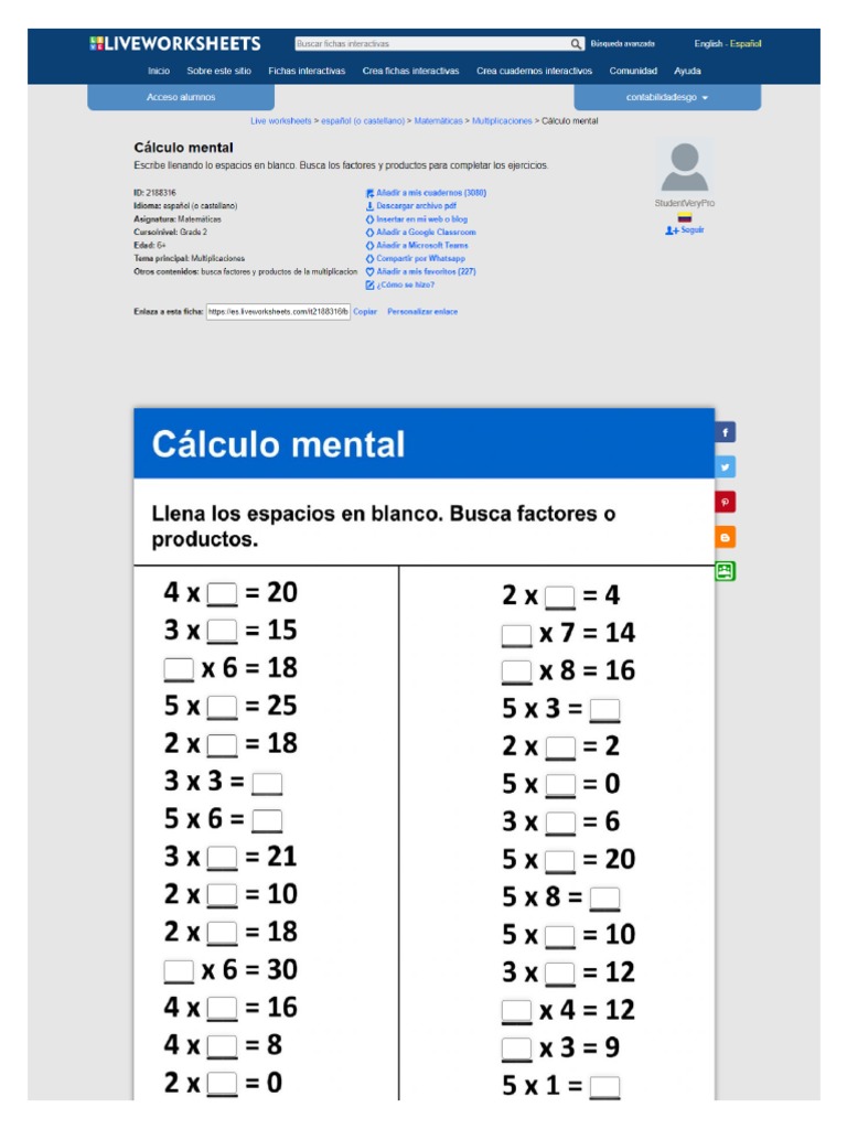 Screencapture Es Liveworksheets Worksheets Es Matematicas ...