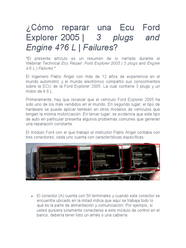 Cómo Reparar Una Ecu Ford Explorer | PDF | Unidad Central de ...