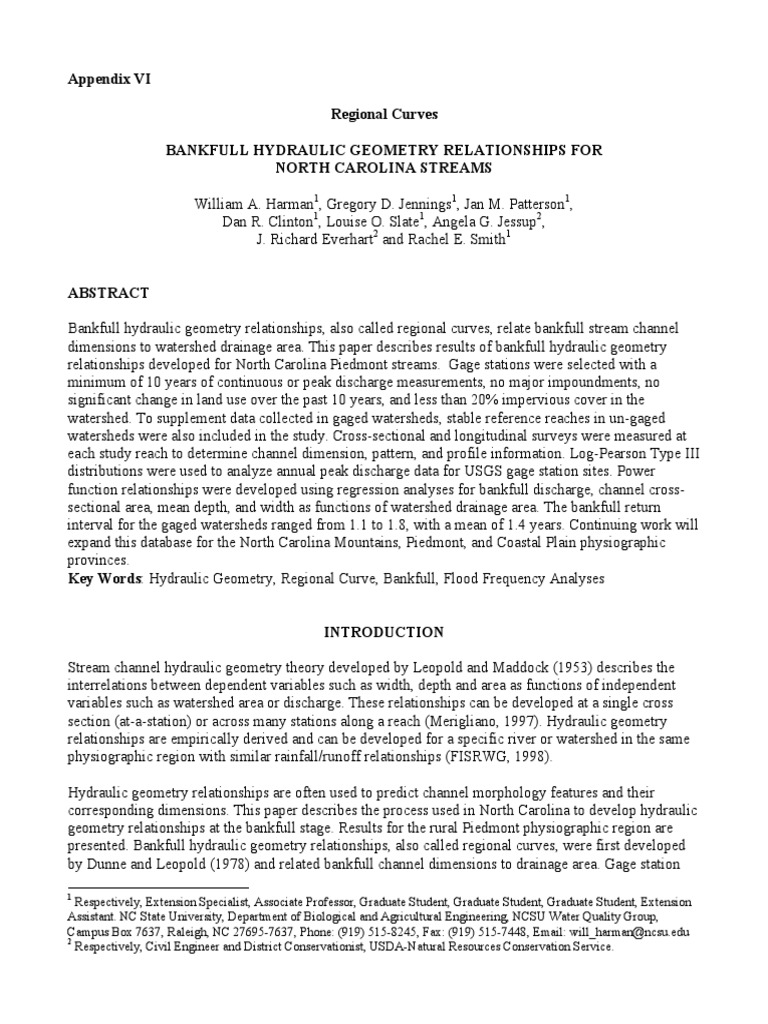 Bankfull Regional Curves For NC Mountain Streams | PDF | Flood ...