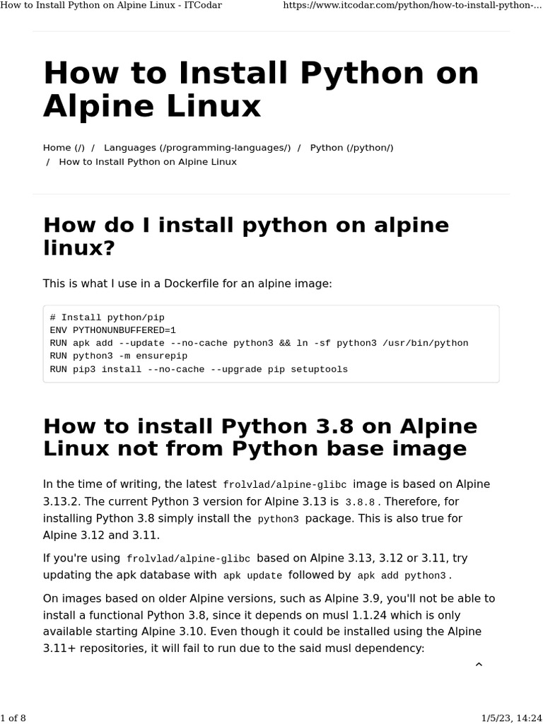 How To Install Python On Alpine Linux Itcodar Pdf Python Programming Language Linux 