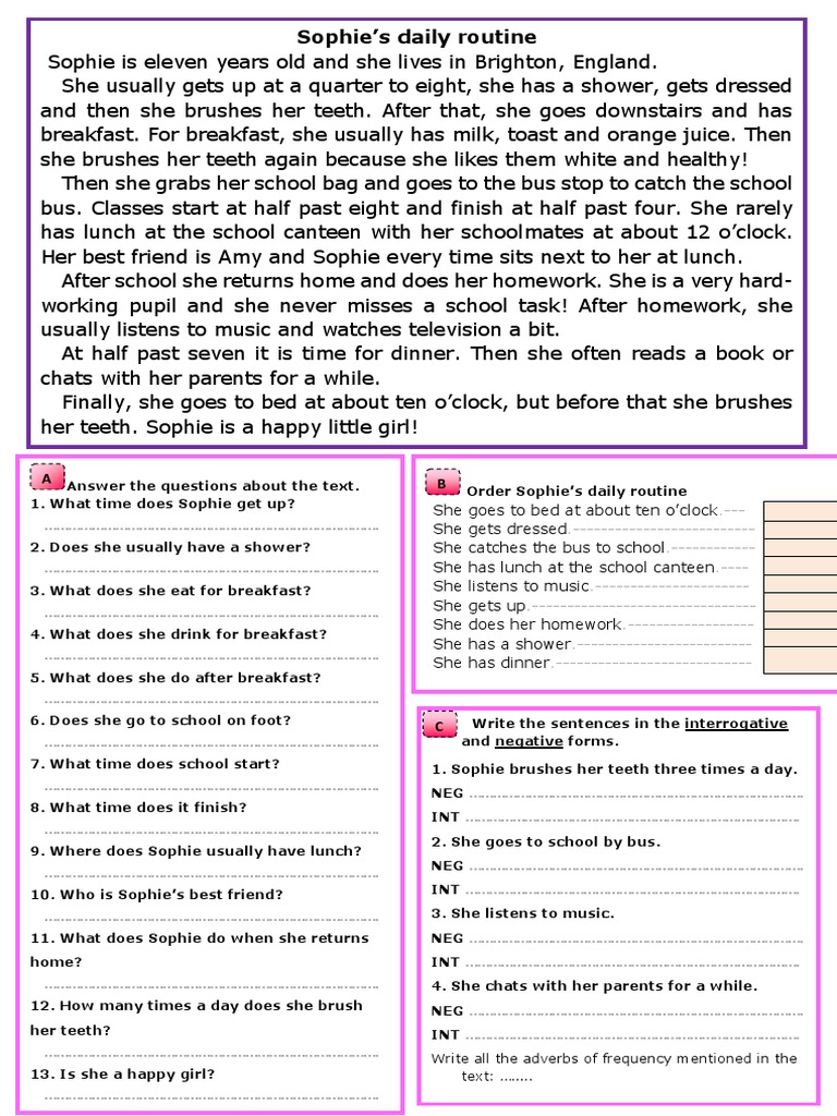 Sophies Routine | PDF | Lunch | Meal