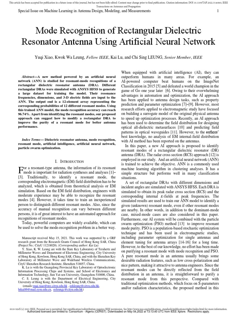 Mode Recognition of Rectangular Dielectric Resonator Antenna Using ...