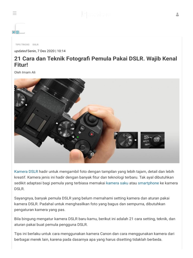 21 Cara Dan Teknik Fotografi Pemula Pakai DSLR | PDF