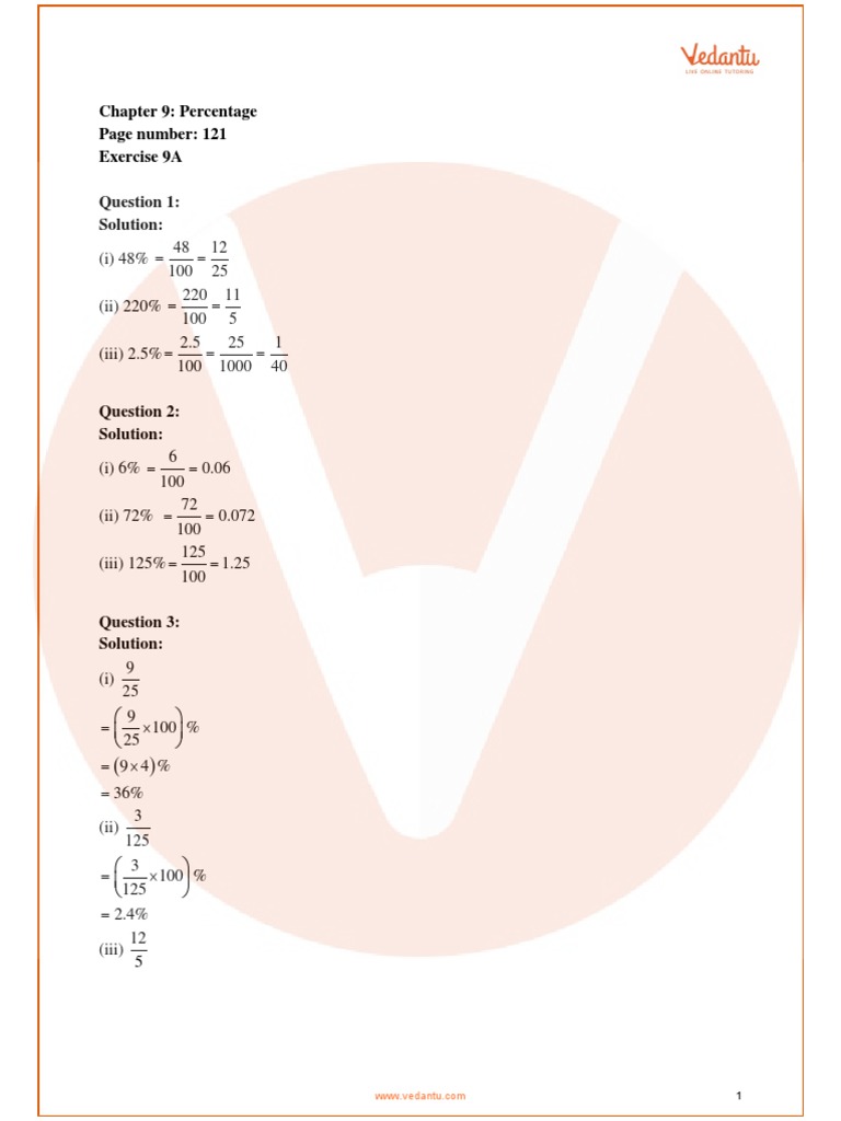 Rs Aggarwal Class 8 Chapter-9 Percentage | PDF | Copper | Chemistry