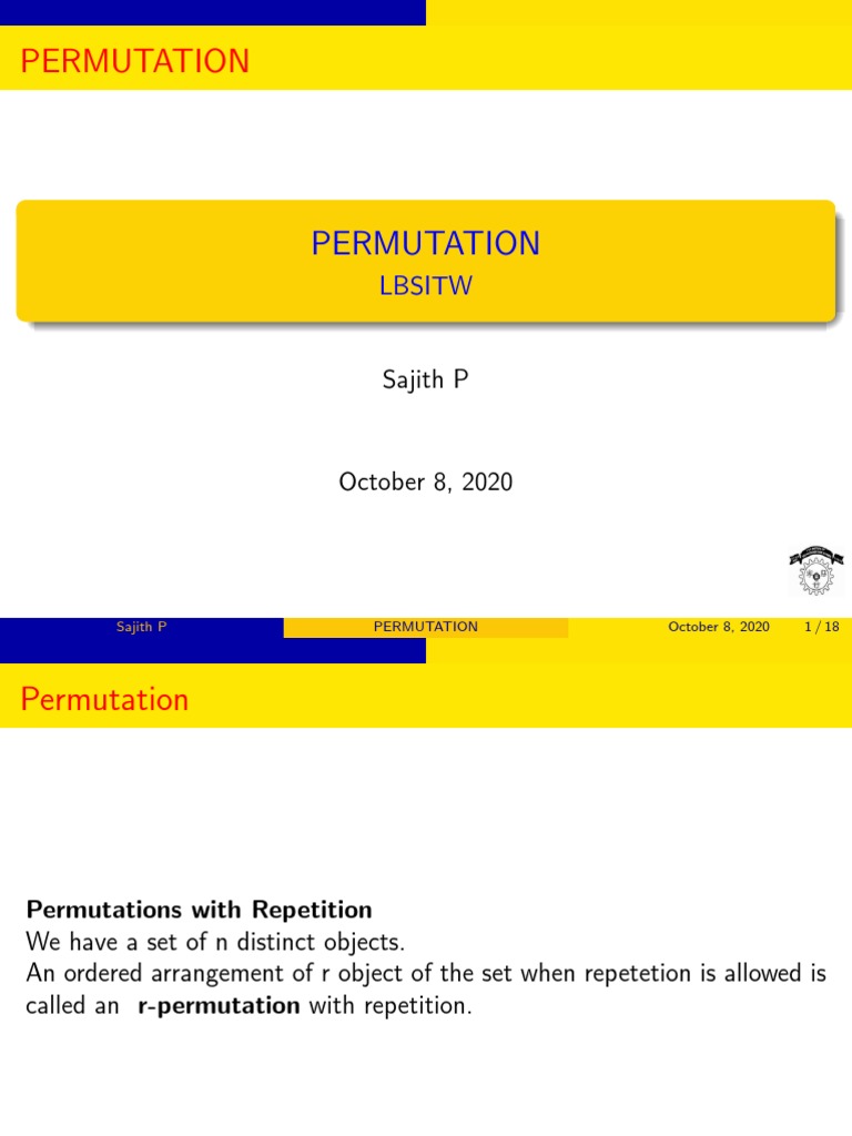 Permutation 1 Pdf Permutation Combinatorics