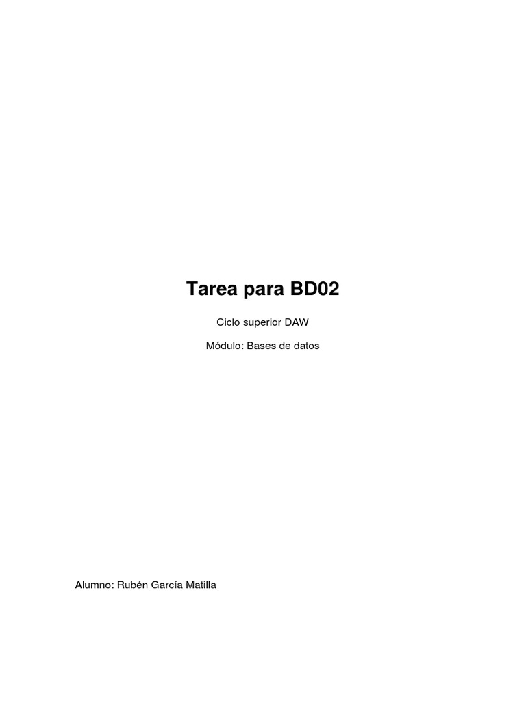Garcia Matilla Ruben BD02 Tarea | PDF | SQL | Bases de datos