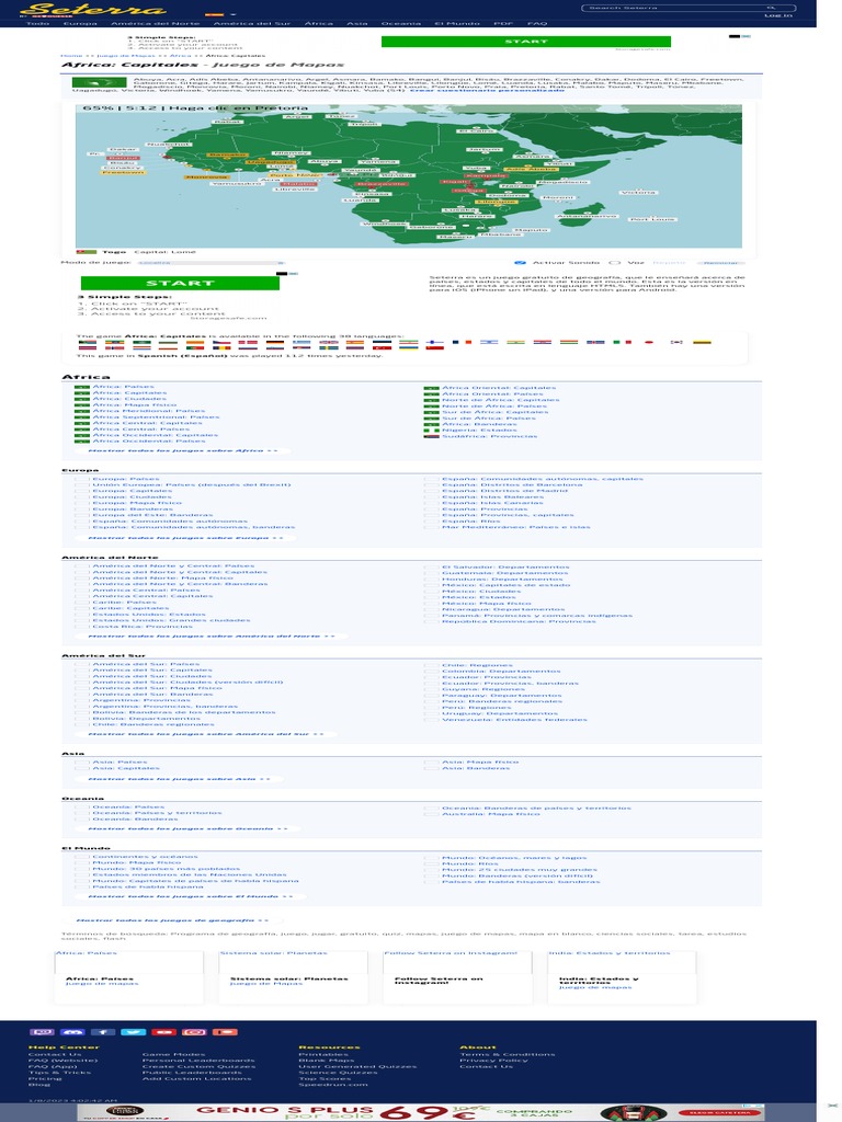 Juego de Mapas: Capitales de África | PDF | Américas | América del Sur