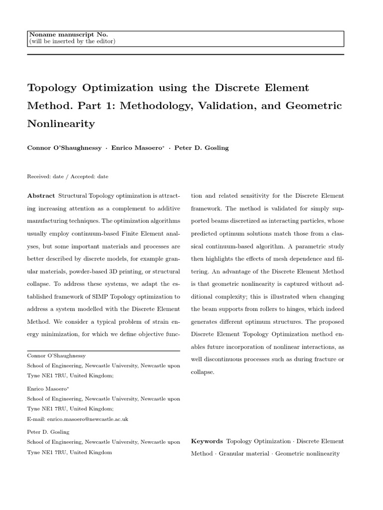 A Discrete Element Topology Optimisation Code Pdf Mathematical Optimization Finite Element