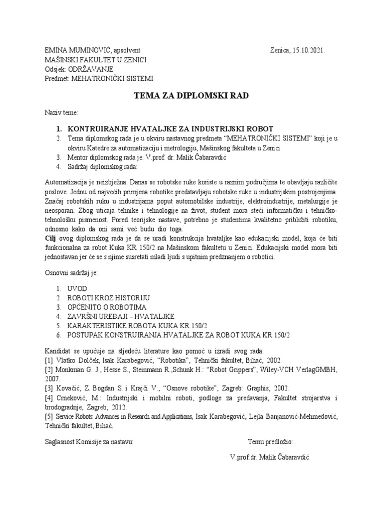 Diplomski - Opis Teme | PDF