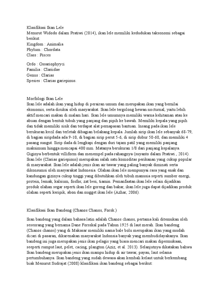 Klasifikasi Morfologi Lele Bandeng | PDF