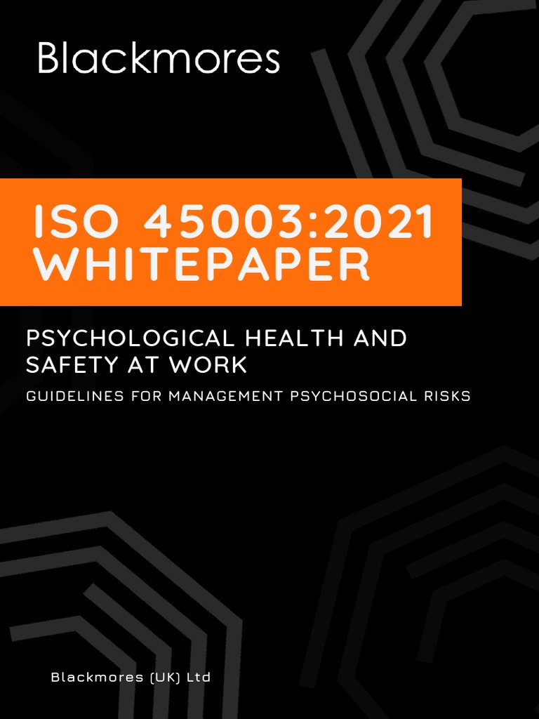 Manage psychosocial risks with ISO 45003 | PDF | Occupational Safety ...