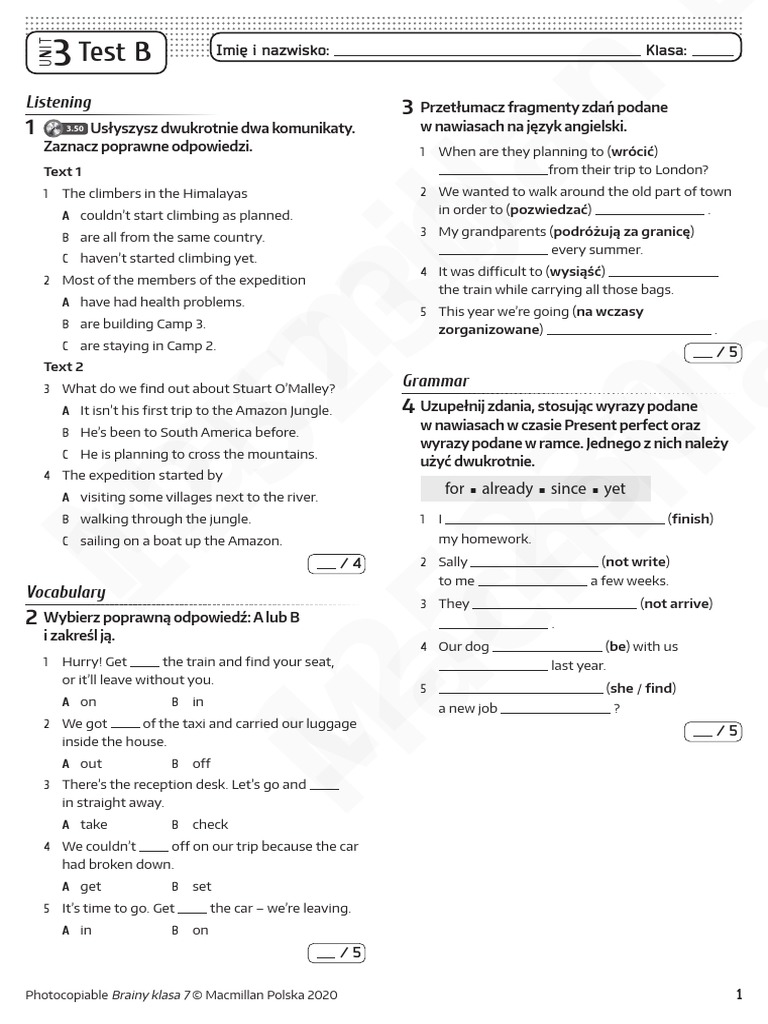 Brainy kl7 Unit Test 3 B | PDF