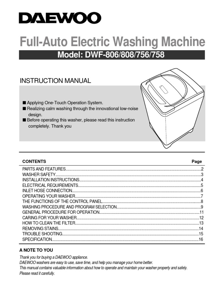 Manual Daewoo | Download Free PDF | Washing Machine | Tap (Valve)