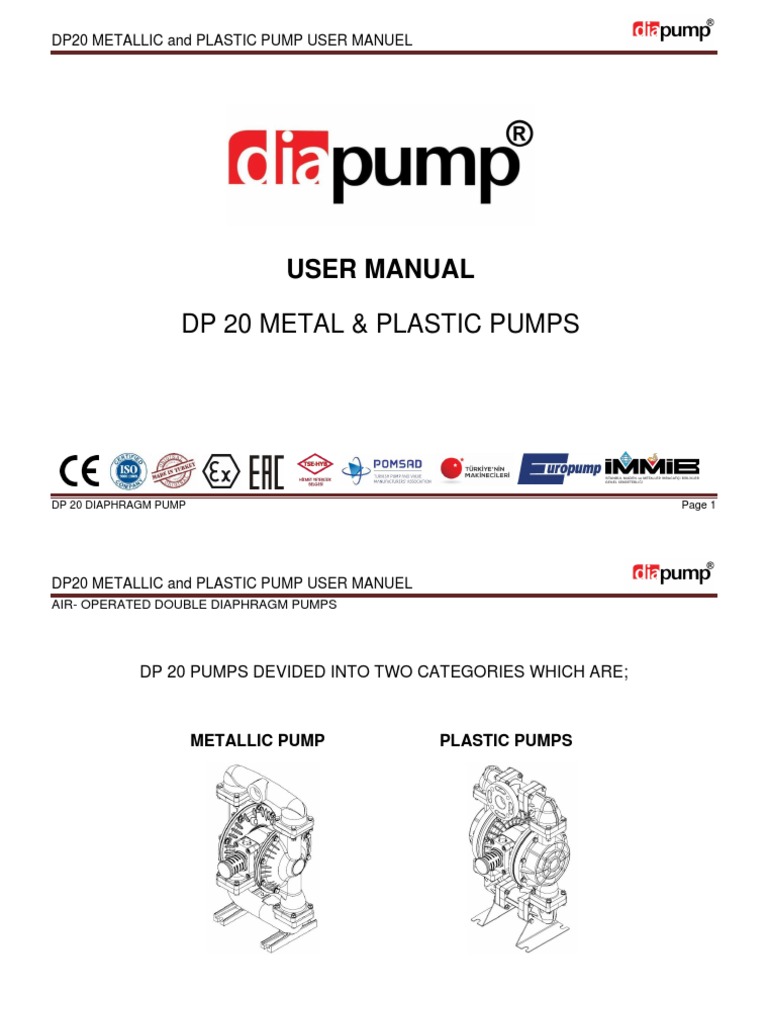 DP 20 Metal & Plastic Pumps: User Manual | Download Free PDF | Pump | Valve